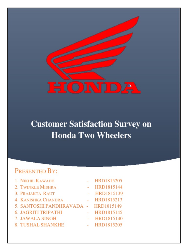 Customer Satisfaction Survey On Honda Two Wheelers: Resented Y | PDF ...