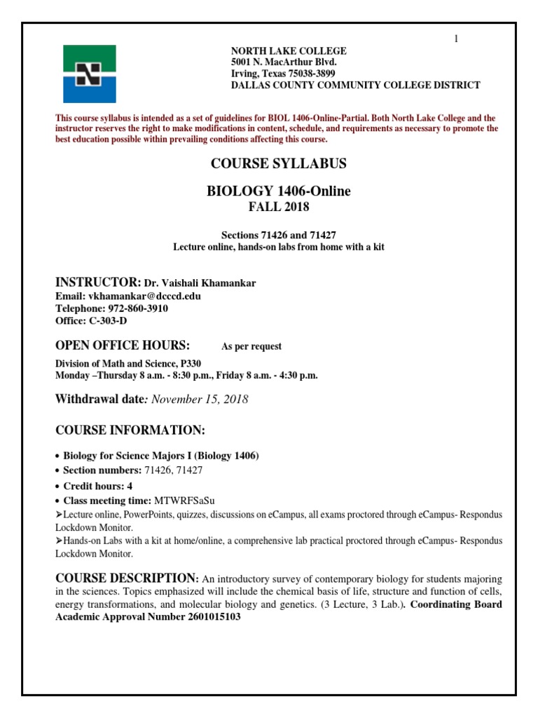 Biology Syllabus | PDF | Life | Cell (Biology)