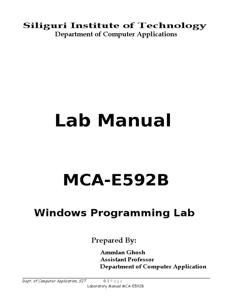 Windows Programming Lab MCA-E592B | PDF | Microsoft Access | Active X Data Objects