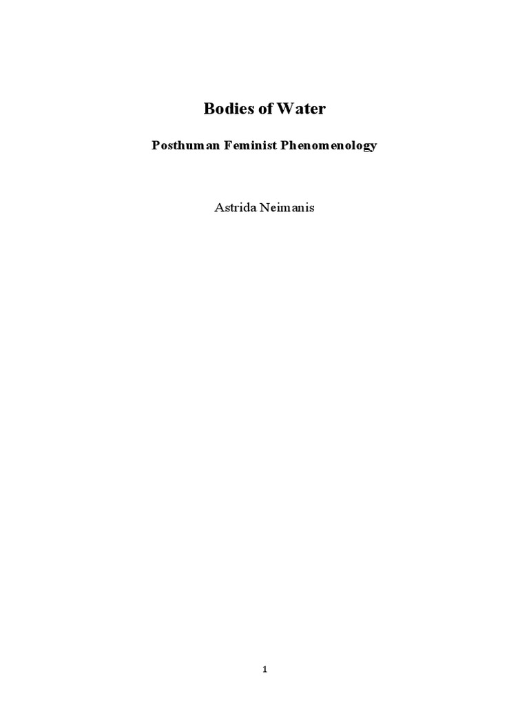 Astrida Neimanis Bodies of Water Posthuman Feminist Phenomenology | PDF ...