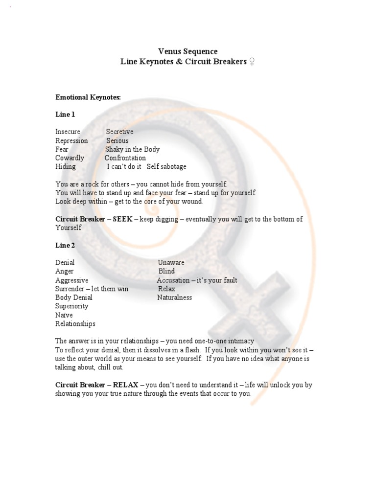 Venus Sequence Line Keynotes PDF | PDF | Forgiveness | Psychology