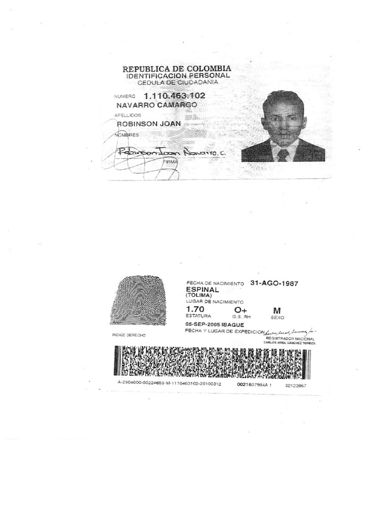 Cedula Robinson Navarro | PDF