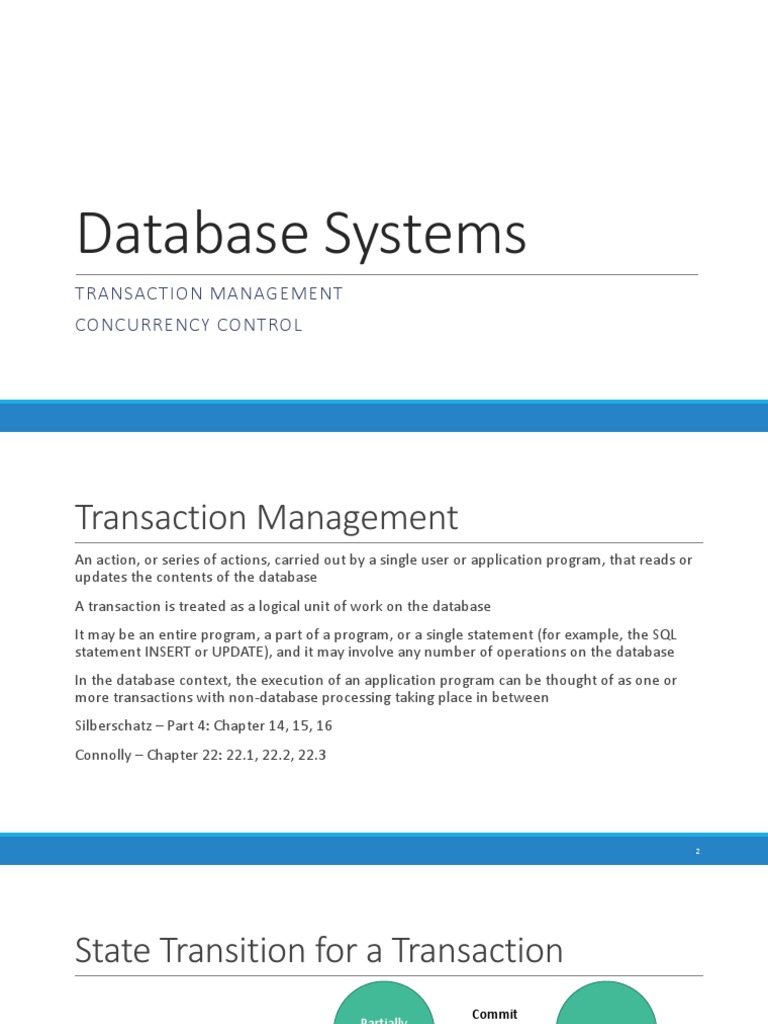 Database Systems Transaction Management Concurrency Control Pdf Database Transaction