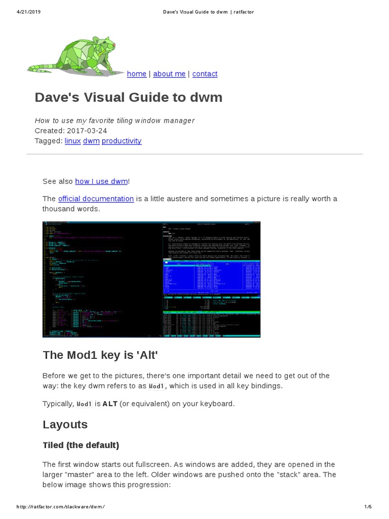 Dave's Guide to Using dwm Tiling Window Manager | PDF | Keyboard ...