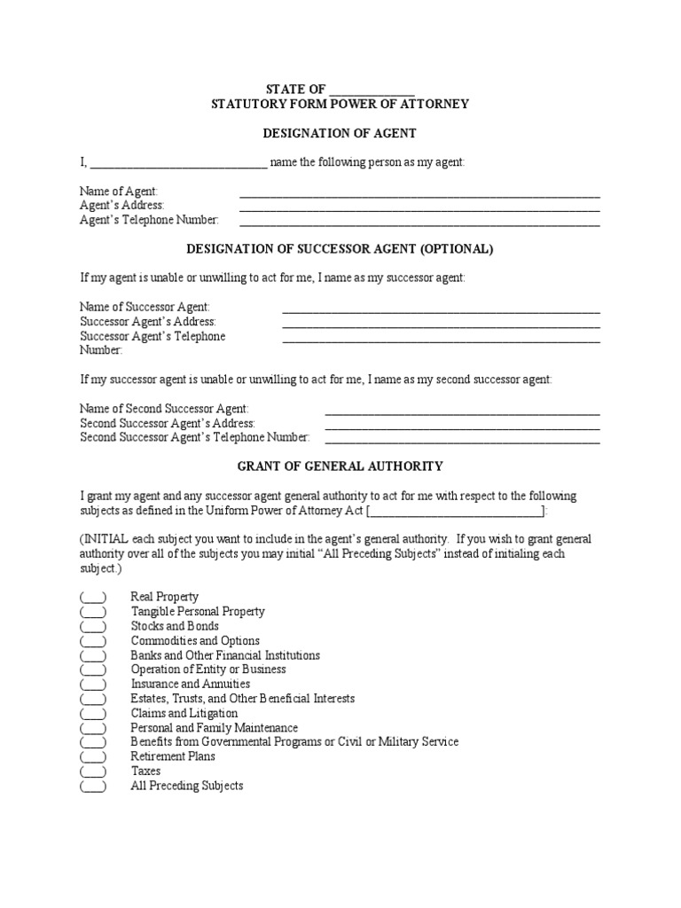 Power of Attorney - Generic | PDF | Power Of Attorney | Notary Public
