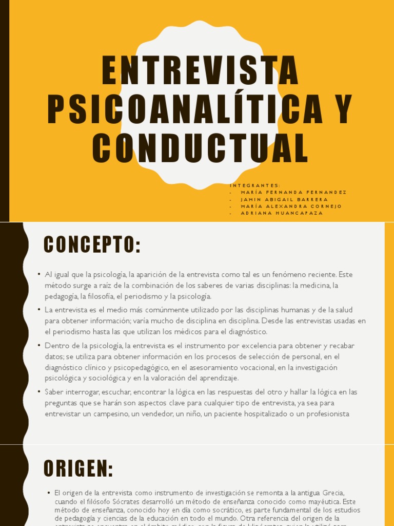 Entrevista Psicoanalítica y Conductual | PDF | Psicología clínica ...
