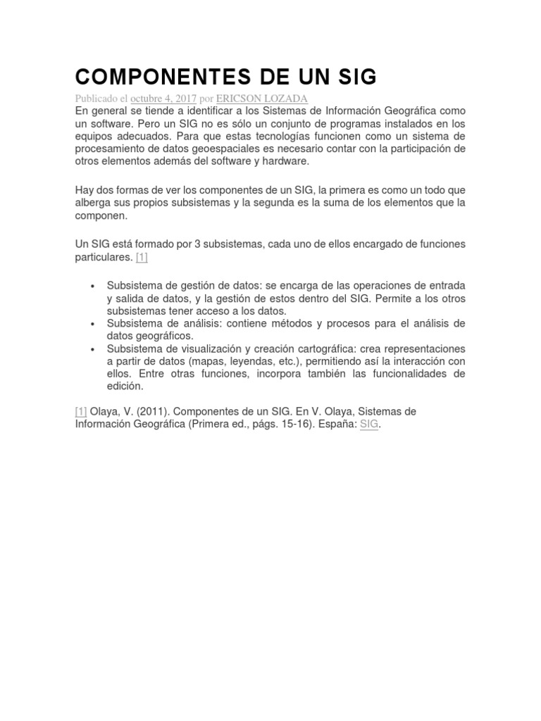 Componentes de Un Sig | PDF | Sistema de información geográfica ...