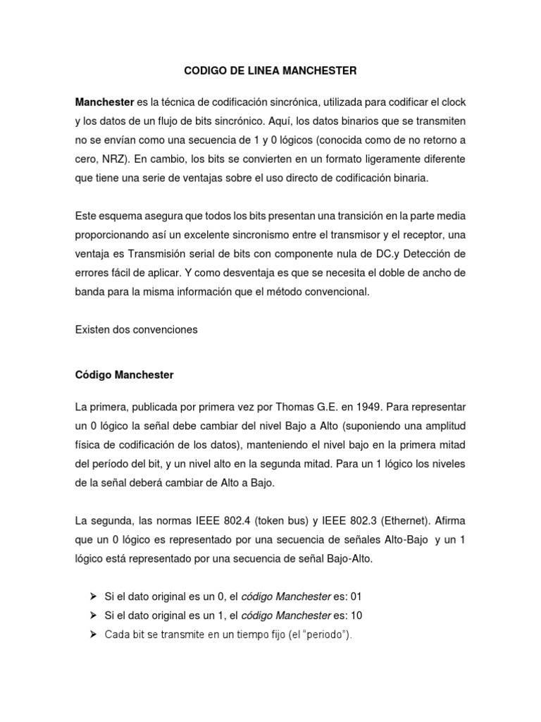 Codigo de Linea Manchester CMT | PDF | Ingenieria Eléctrica | Electrónica