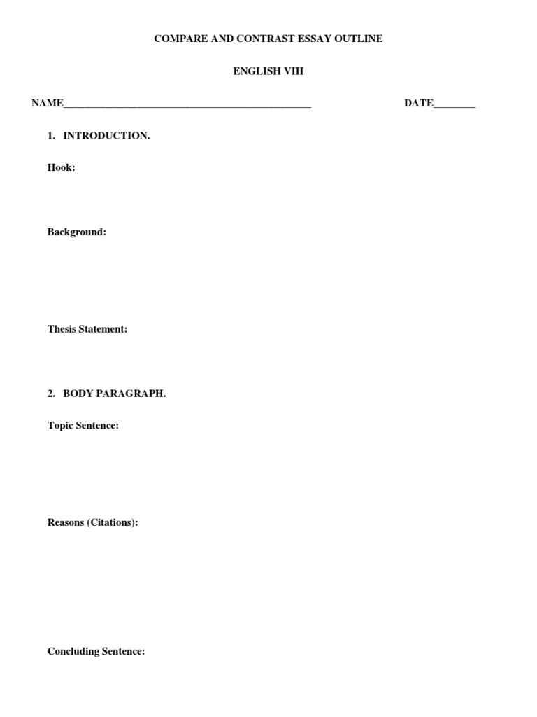 Compare and Contrast Outline | PDF