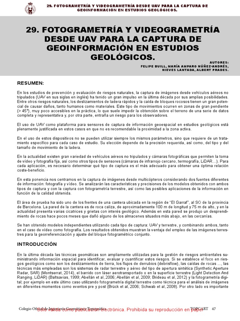 Fotogrametría UAV en El Garraf | PDF | Lidar | Imágenes de alto rango dinámico