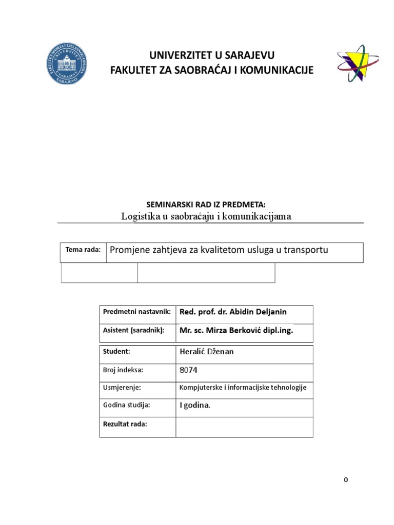 Promjene Zahtjeva Za Kvalitetom Usluga U Transportu Bez Fusnota | PDF