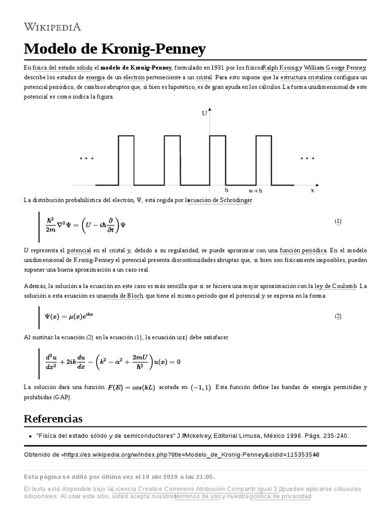 Modelo de Kronig-Penney | PDF