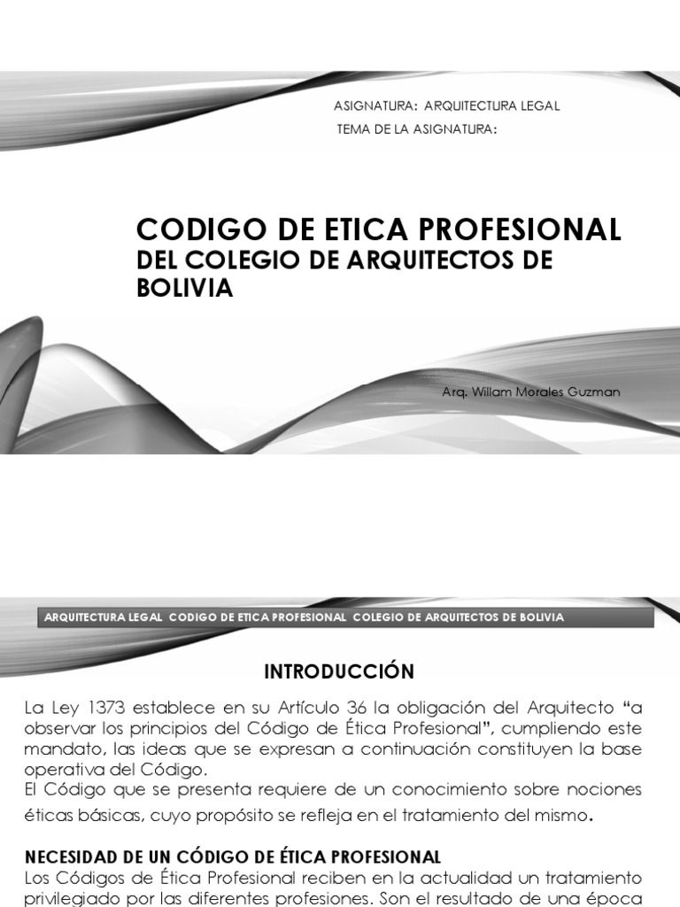 Codigo de Etica Profesional | PDF | Arquitecto | Moralidad