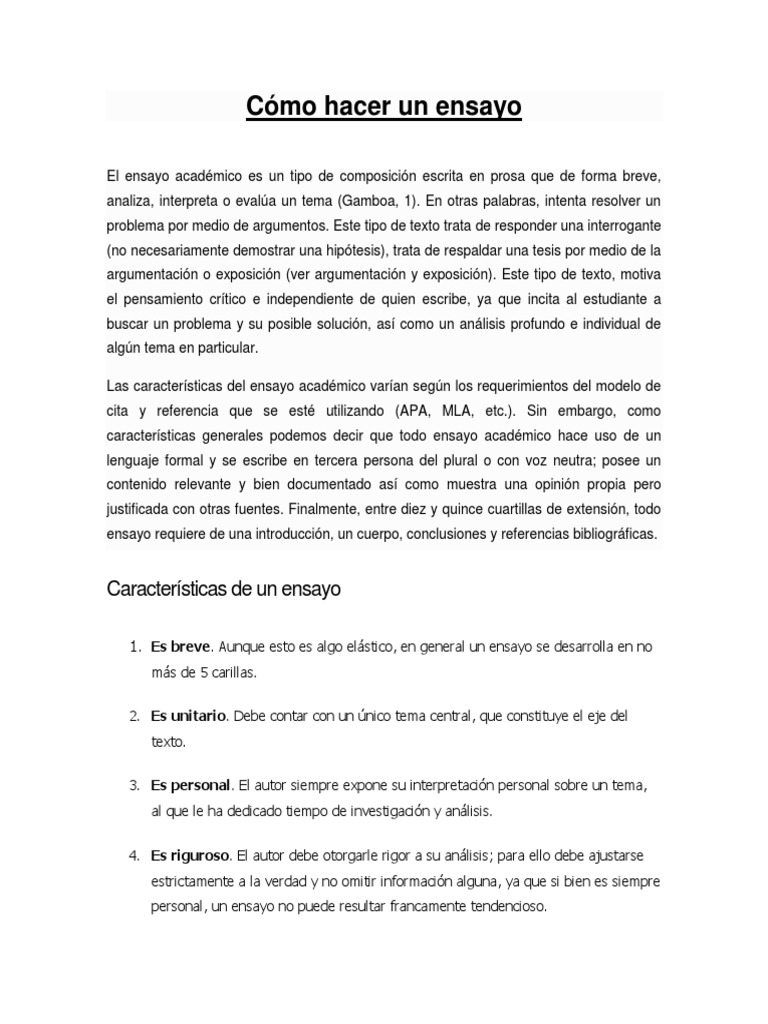 Cómo Hacer Un Ensayo | PDF | Ensayos | Autor