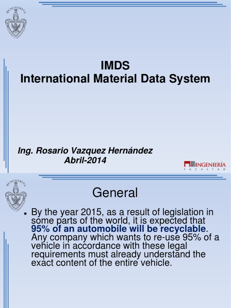 Imds International Material Data System: Ing. Rosario Vazquez Hernández ...