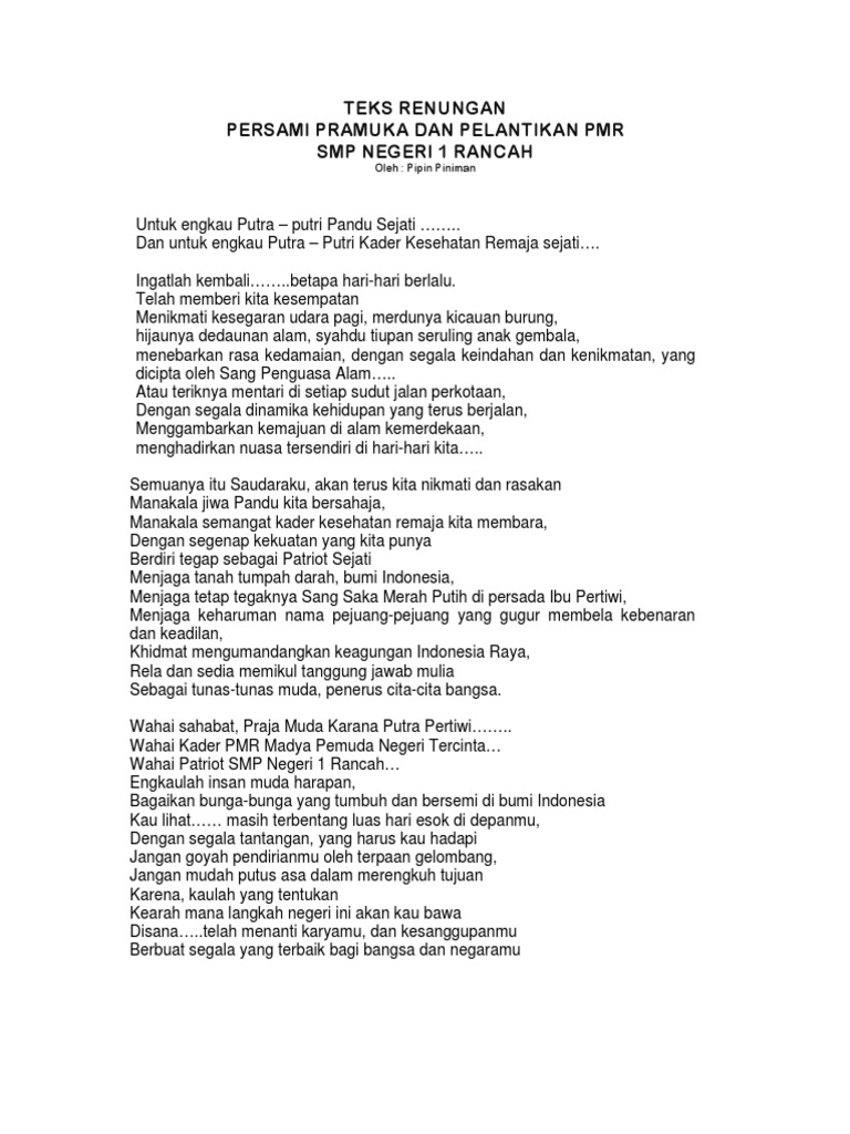Teks Renungan Pramuka N PMR | PDF