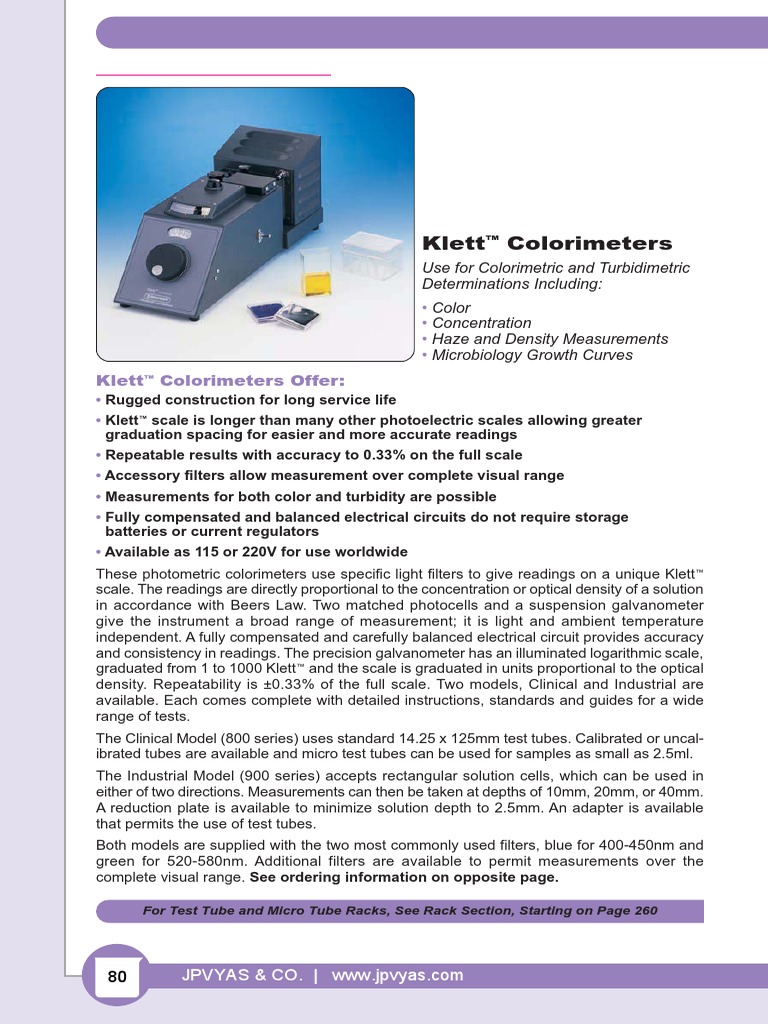 Klett Colorimeter | PDF | Equipment | Optics