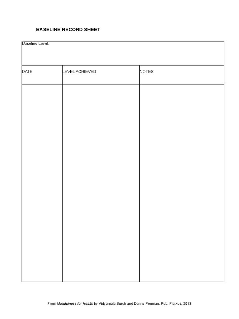Baseline Record Sheet PDF | PDF