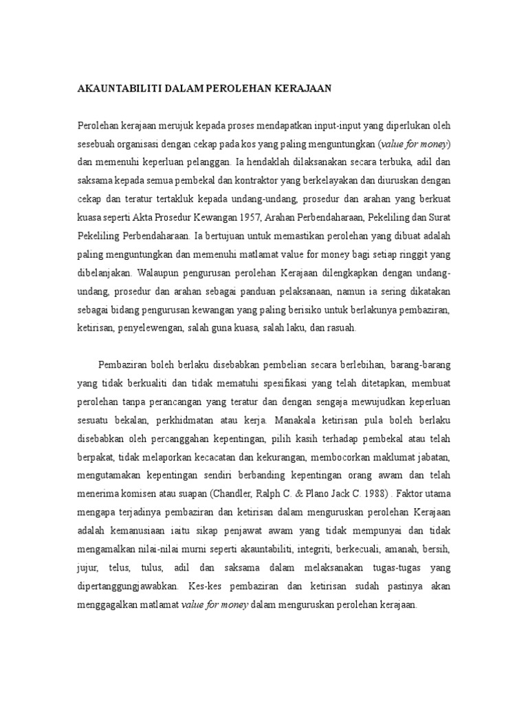 Akauntabiliti Dalam Perolehan Kerajaan | PDF