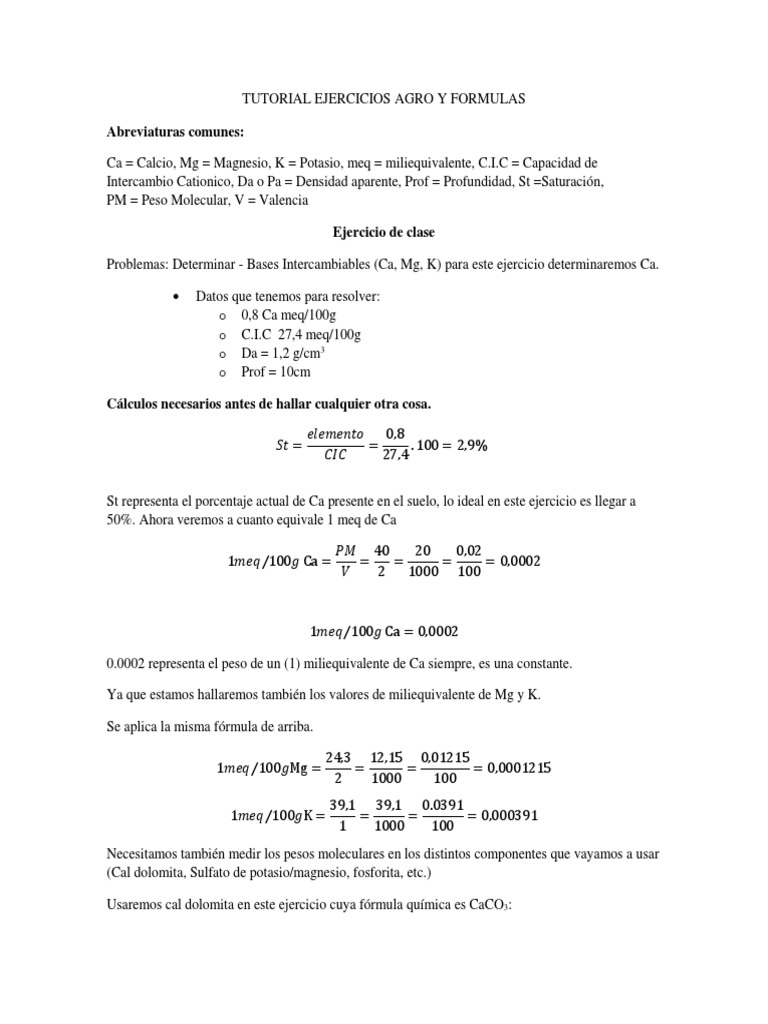 Agrostologia y Formulas | PDF | Calcio | Elementos químicos
