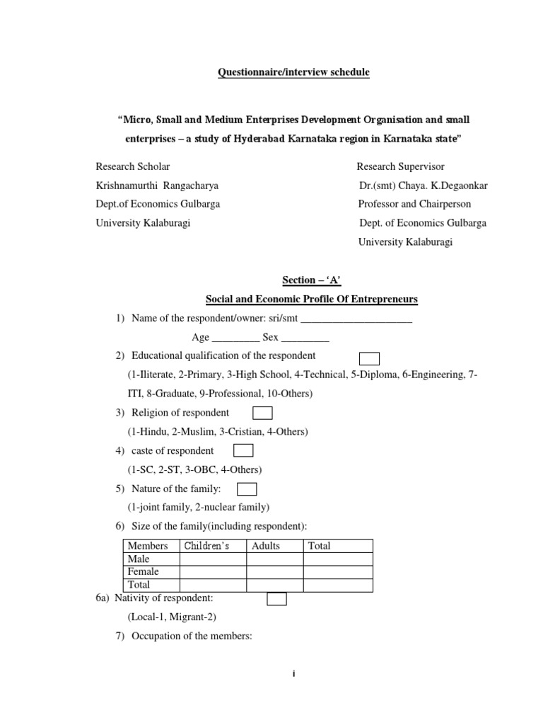 Questionnaire | PDF | Employment | Capital (Economics)