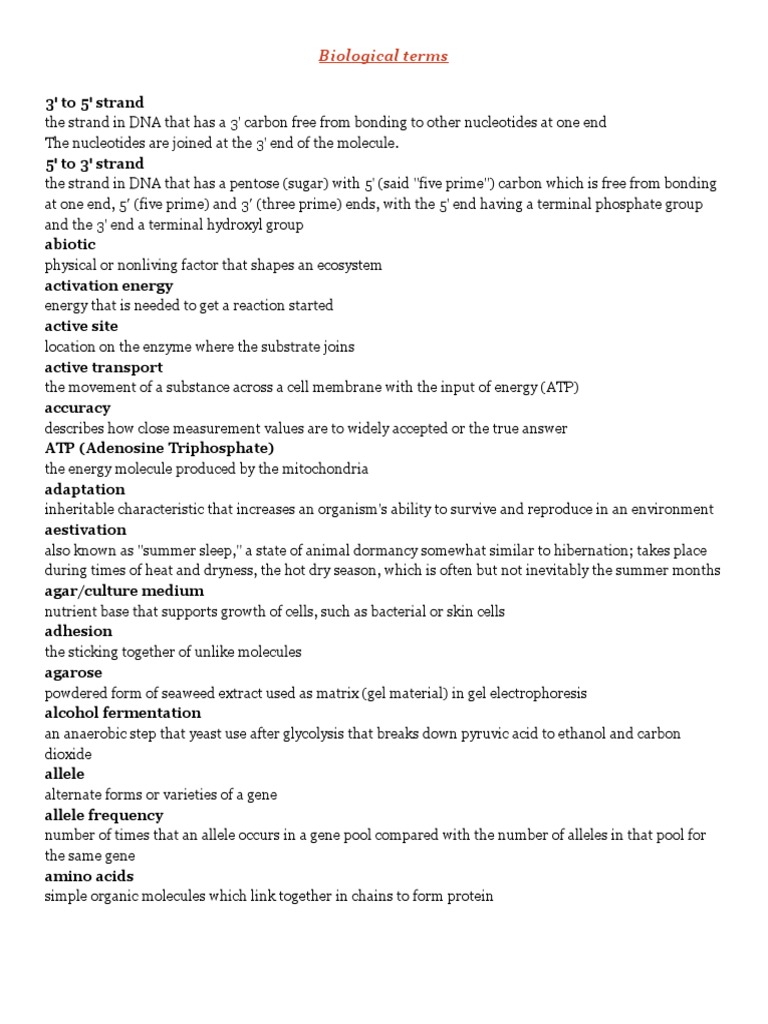 Science Terms PDF | PDF | Genetics | Gene