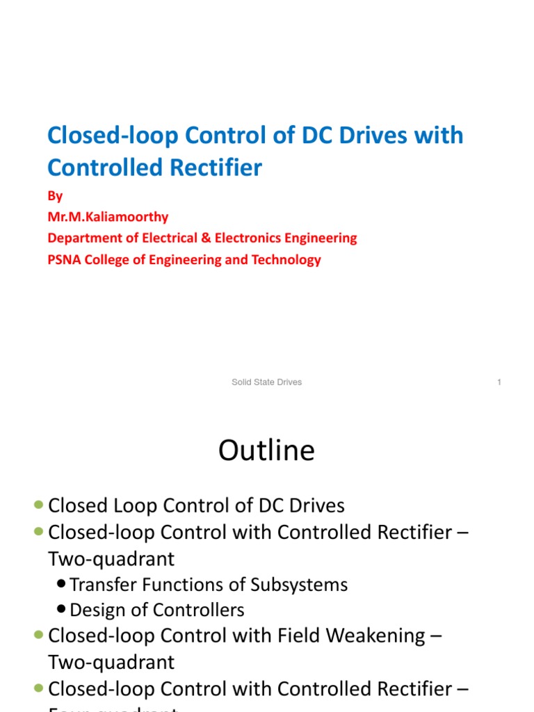 Closed-Loop Control of DC Drives With Controlled Rectifier | PDF | Control Theory | Electric Motor