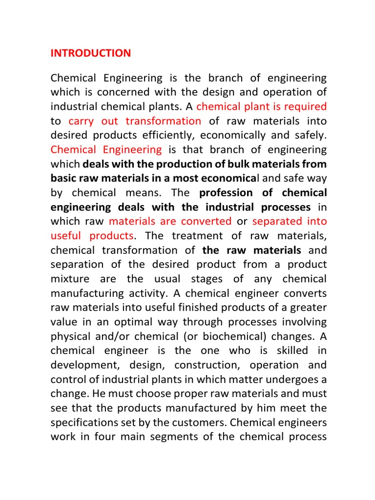 Chemical Plant Is Required Carry Out Transformation Chemical ...