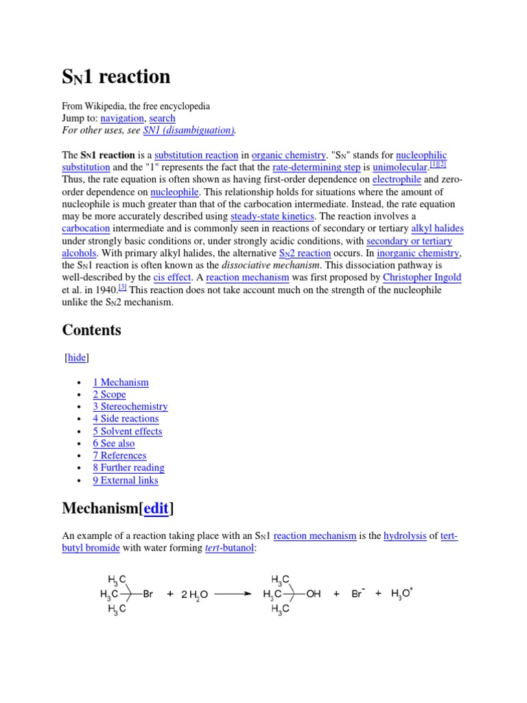 SN1 Reaction | PDF | Chemical Reaction Engineering | Chemical Reactions