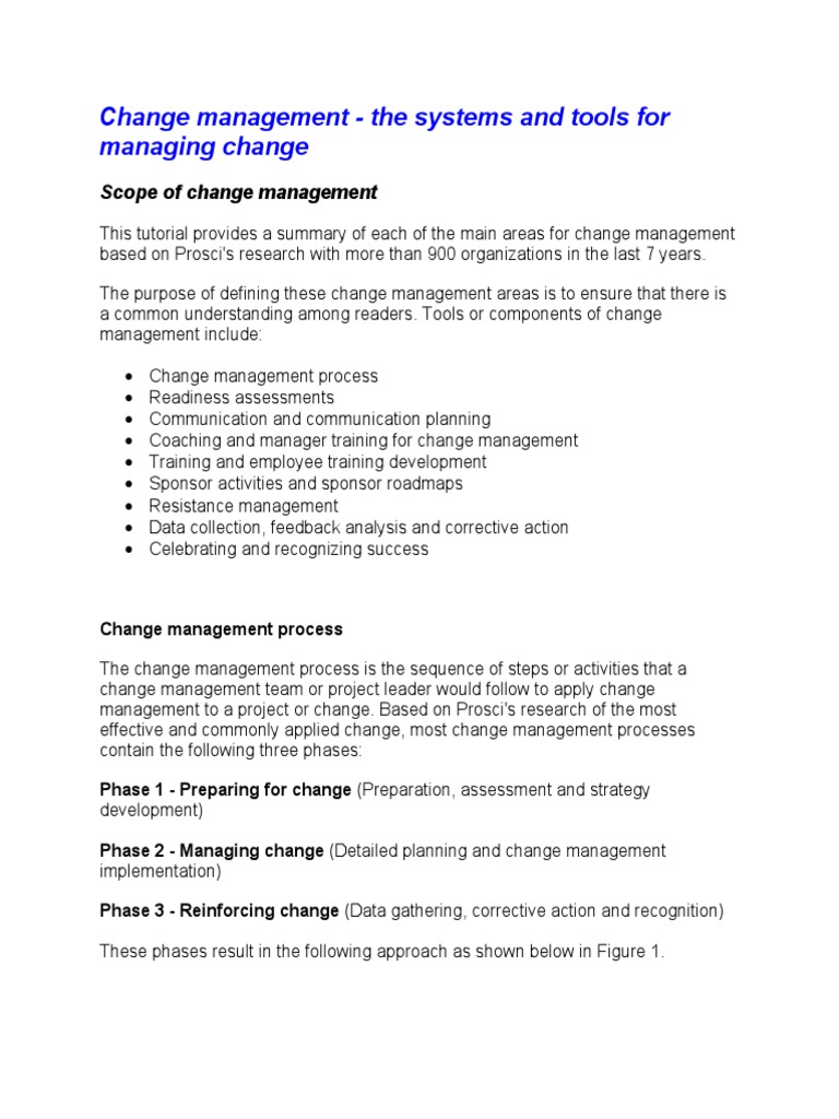 Change Management - The Systems and Tools For Managing Change | PDF ...