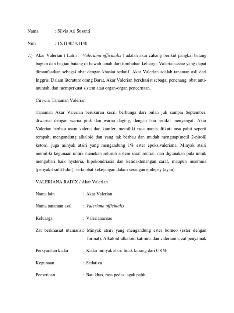 Standarisasi dan Manfaat Akar Valerian | PDF