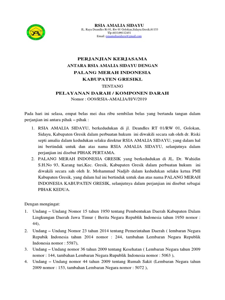 Perjanjian Kerjasama Mou Pmi | PDF | Pengelolaan Keuangan & Uang | Ilmu Sosial