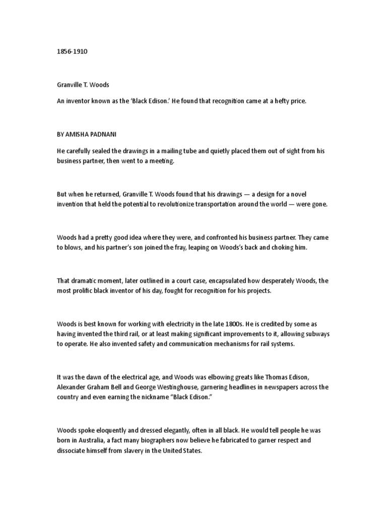 Granville T. Woods Black Inventor | PDF | Patent | Invention