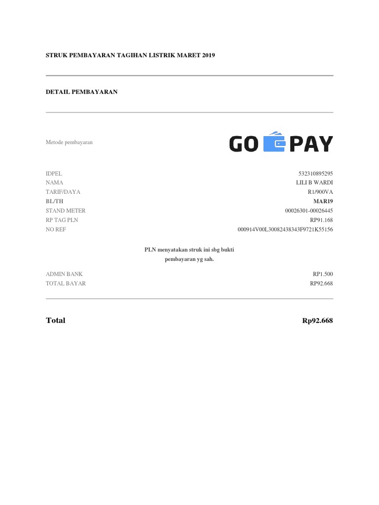 Struk Listrik | PDF