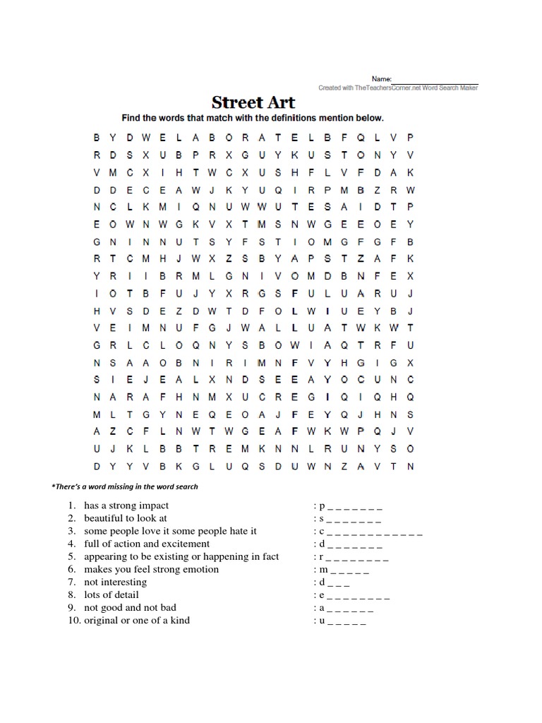 Street Art Word Search Challenge | PDF