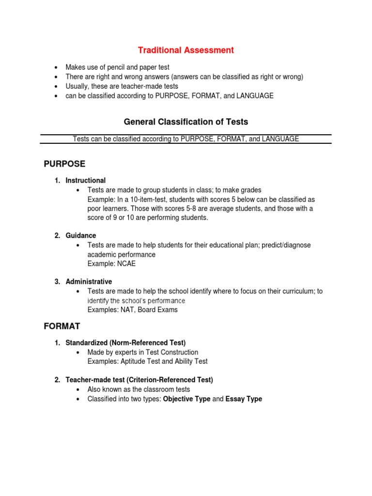 Understanding Traditional Assessments | PDF | Test (Assessment ...
