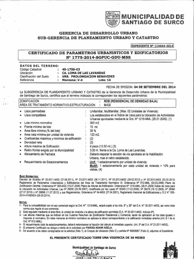 Certificado de Parametros | PDF