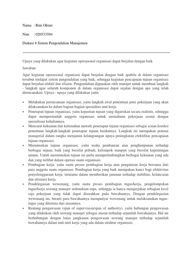 Contoh Kuesioner Pengendalian Internal | PDF