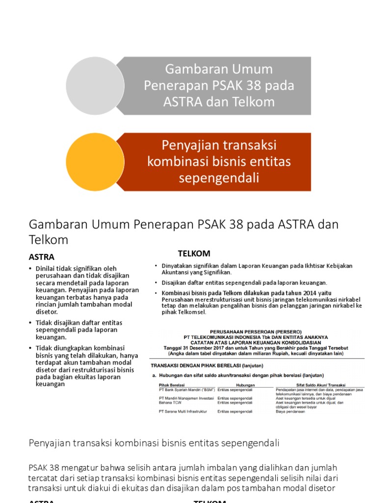 Penerapan PSAK 38 pada Astra dan Telkom | PDF | Pengelolaan Keuangan & Uang