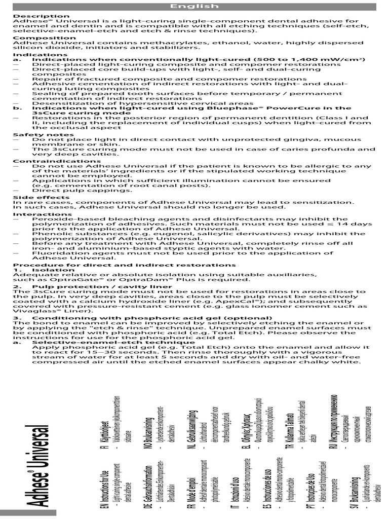 Adhese Universal | PDF | Tooth Enamel | Mouth