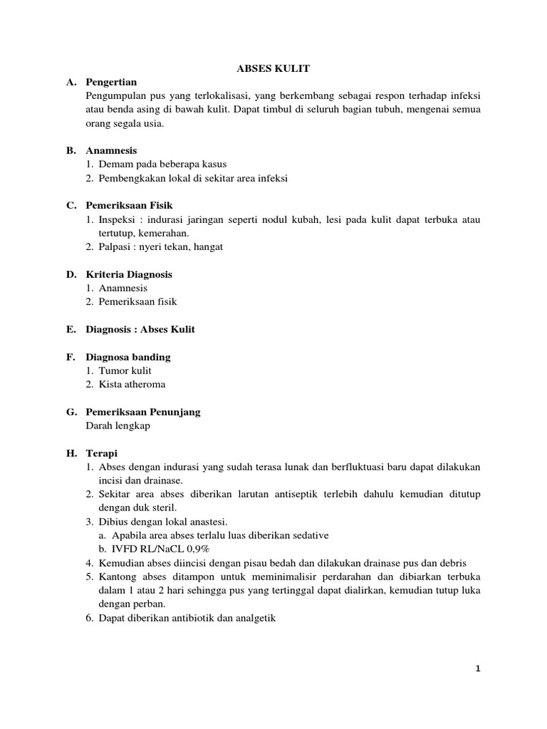 Abses Kulit A. Pengertian | PDF