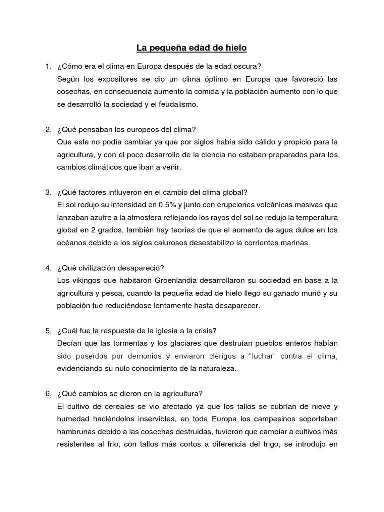 La Pequeña Edad de Hielo | PDF | Clima | Era de Hielo