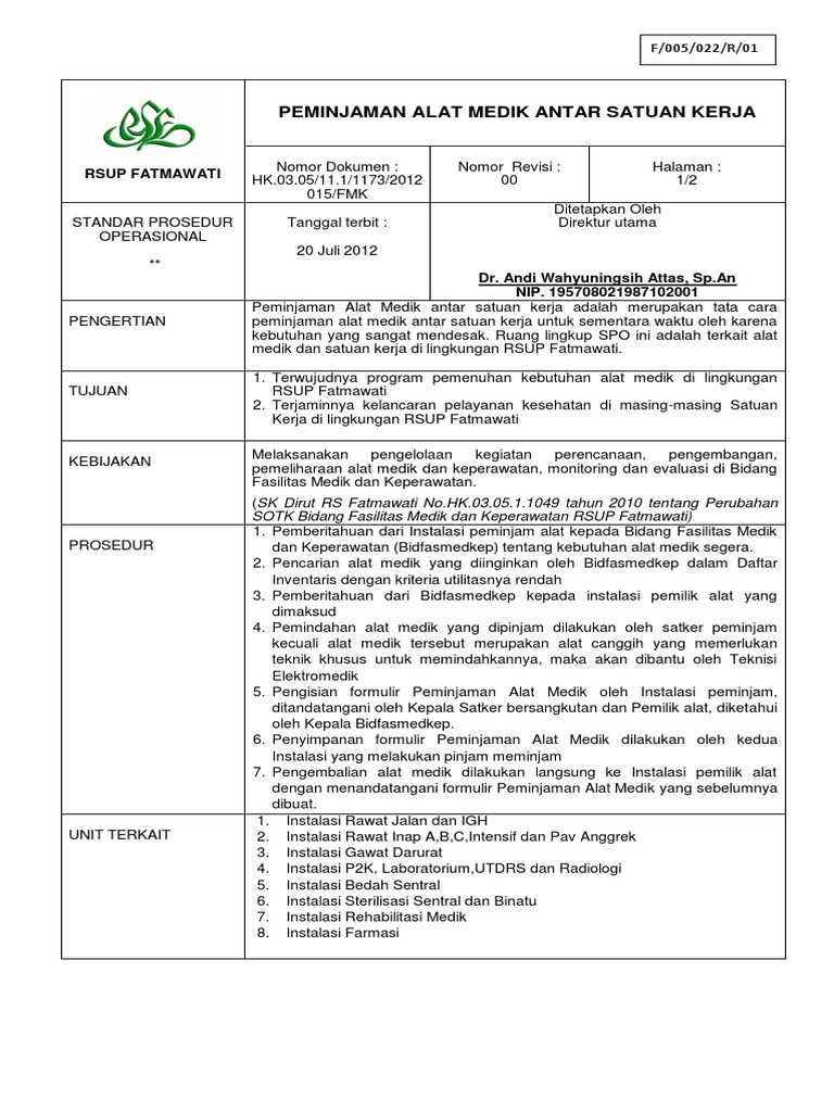 Sop Peminjaman ALat | PDF