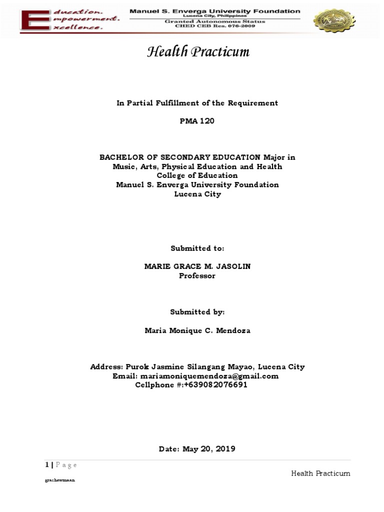 Health Practicum Manual.201 | PDF | Physical Examination | Nursing