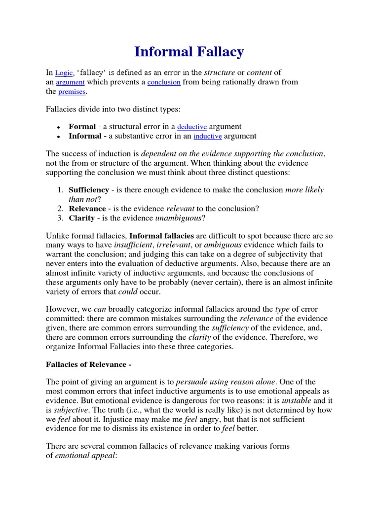 Informal Fallacy | PDF | Fallacy | Argument