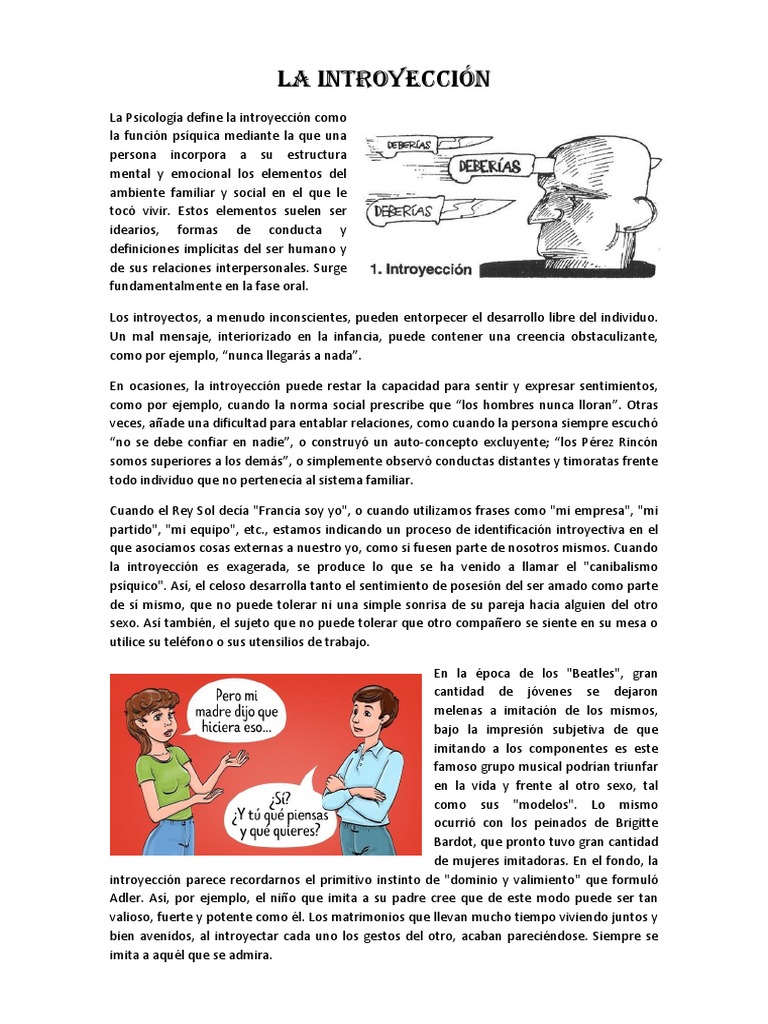 La INTROYECCION.docx | Psique (psicología) | Sicología y ciencia cognitiva