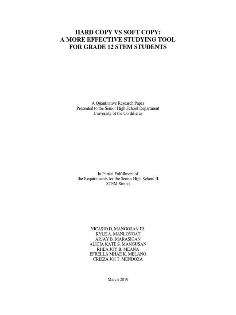Hard Copy Vs Soft Copy: A More Effective Studying Tool For Grade 12 ...