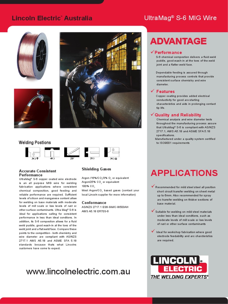 Lincoln Ultramag S6 - Ø0.9 Wire Recommendation | PDF | Metals | Chemistry
