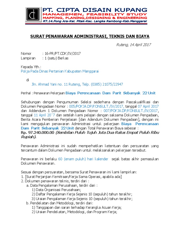 Usulan Teknis Perencanaan Dam Parit PDF | PDF