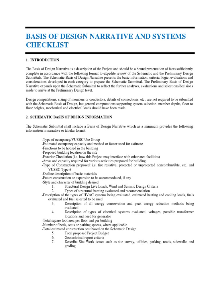 Basis of Design Narrative | PDF | Hvac | Water Heating